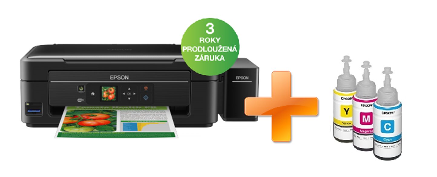 Epson L455 ITS, A4, Wi-Fi, USB, 33 ppm + 3 barevné lahvičky zdarma